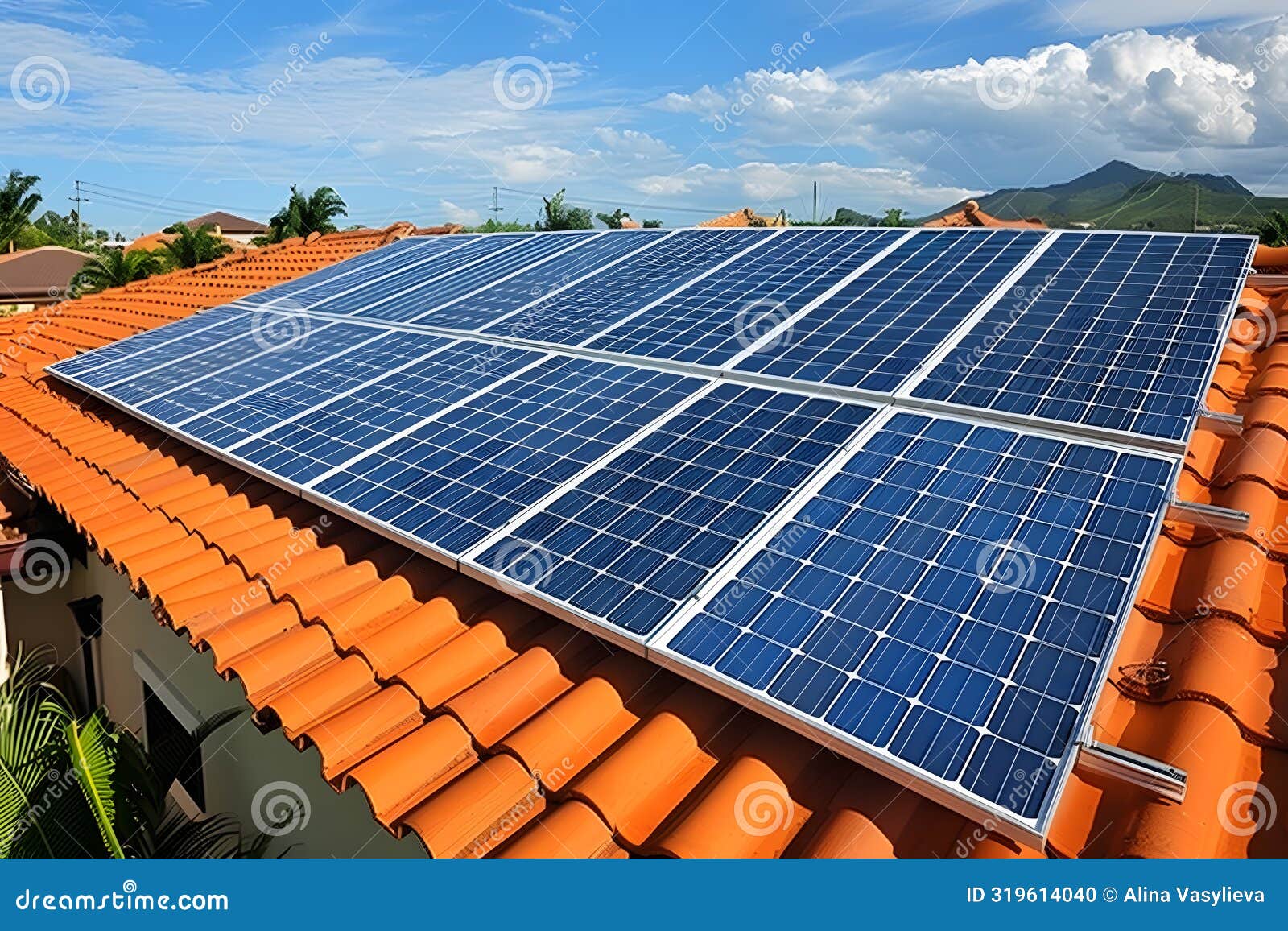 Solar Panels Installed on the Roof Rooftop of a Residential Modern ...