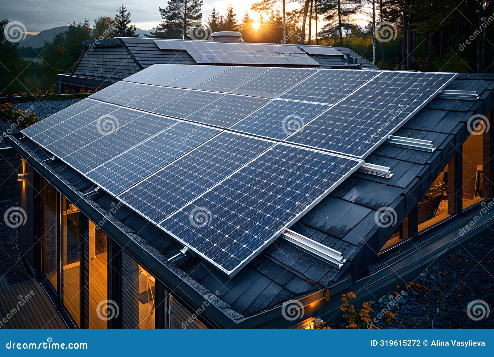 Solar Panels Installed on the Roof Rooftop of a Residential Modern ...