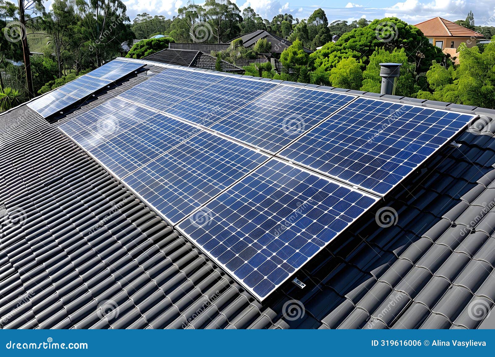 Solar Panels Installed on the Roof Rooftop of a Residential Modern ...