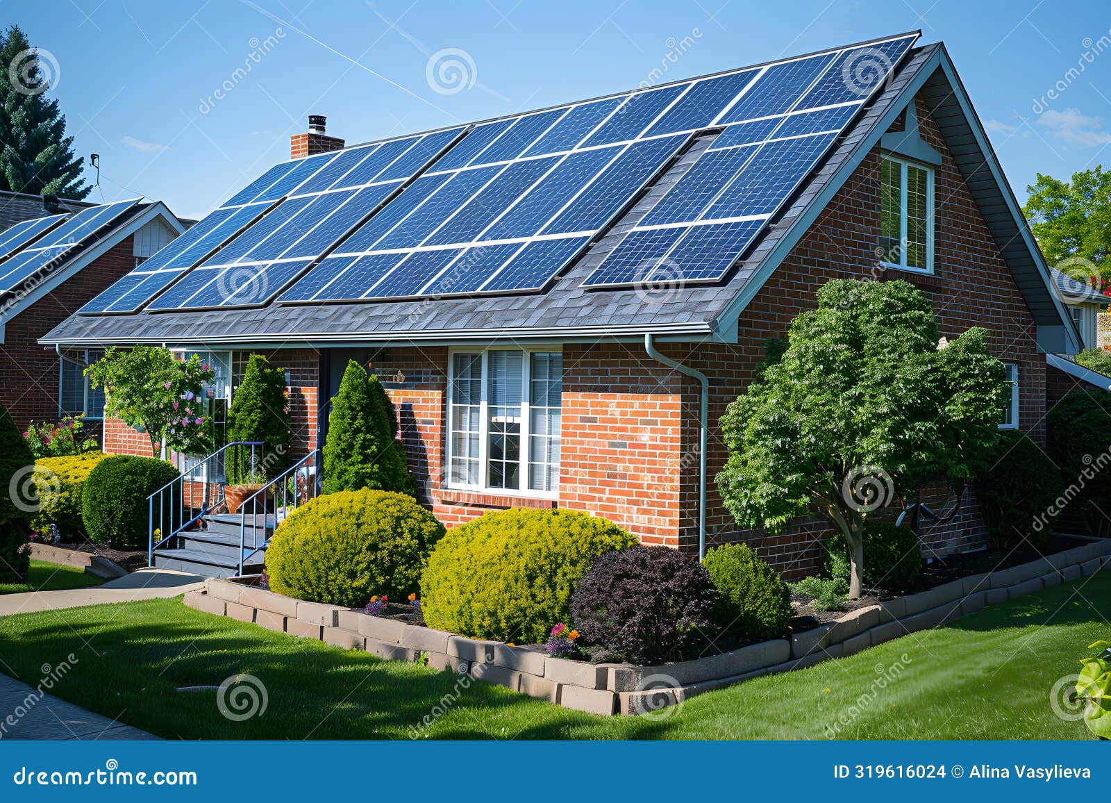 Solar Panels Installed on the Roof Rooftop of a Residential Modern ...