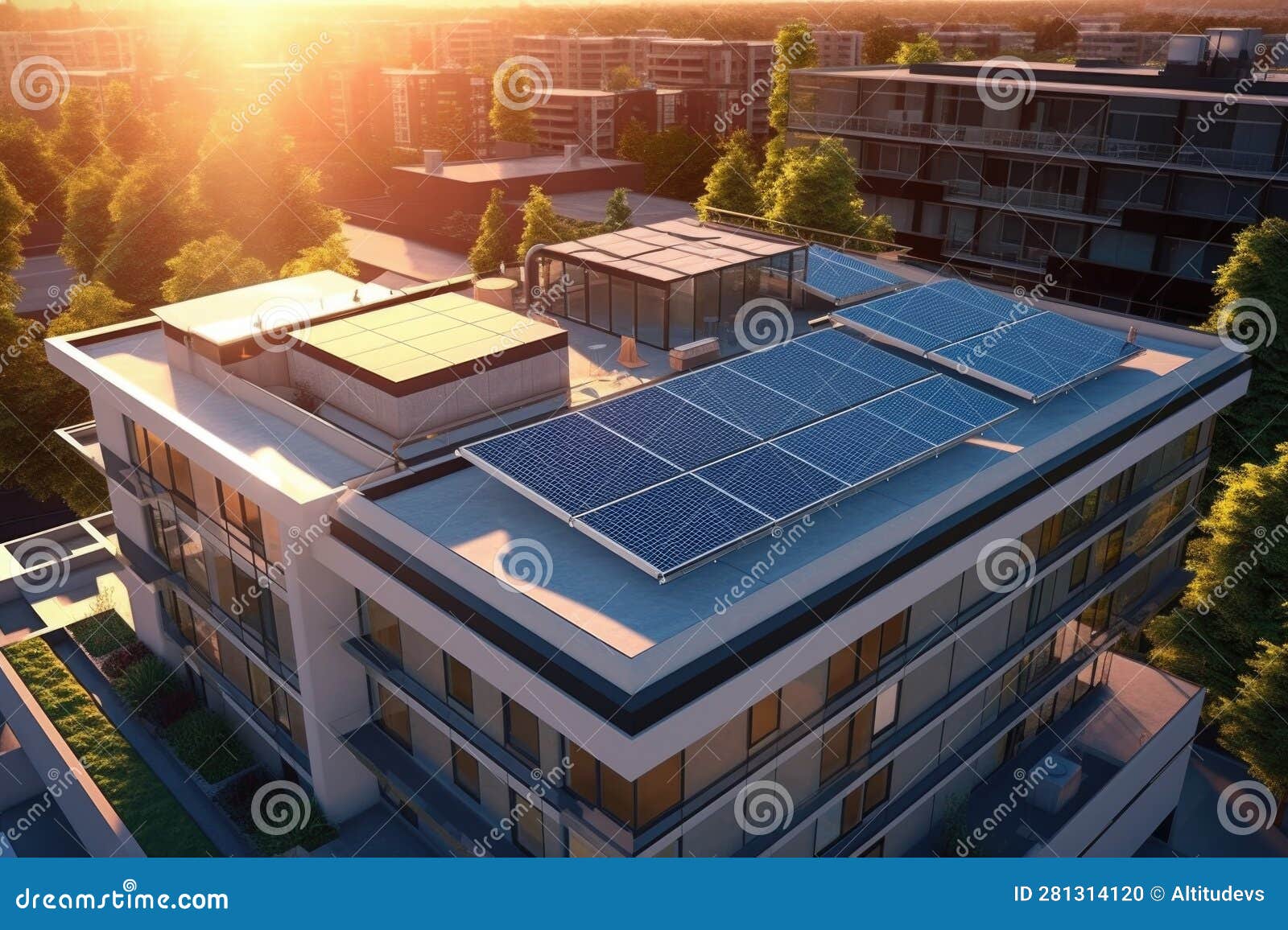 Solar Panels Installed on a Rooftop of a Modern Building Stock ...