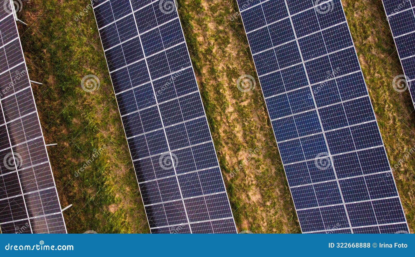 Solar Panels Installed in Rows with Grass Background Stock Photo ...