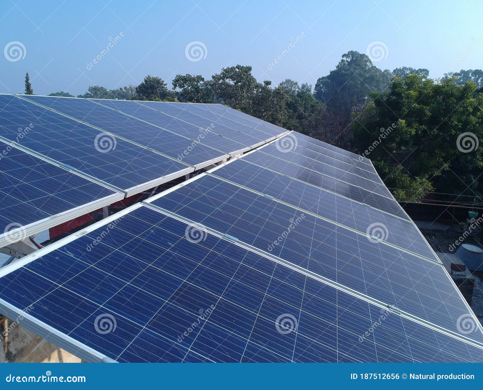 Solar Panels Installed at the Top of Building Stock Photo - Image of ...