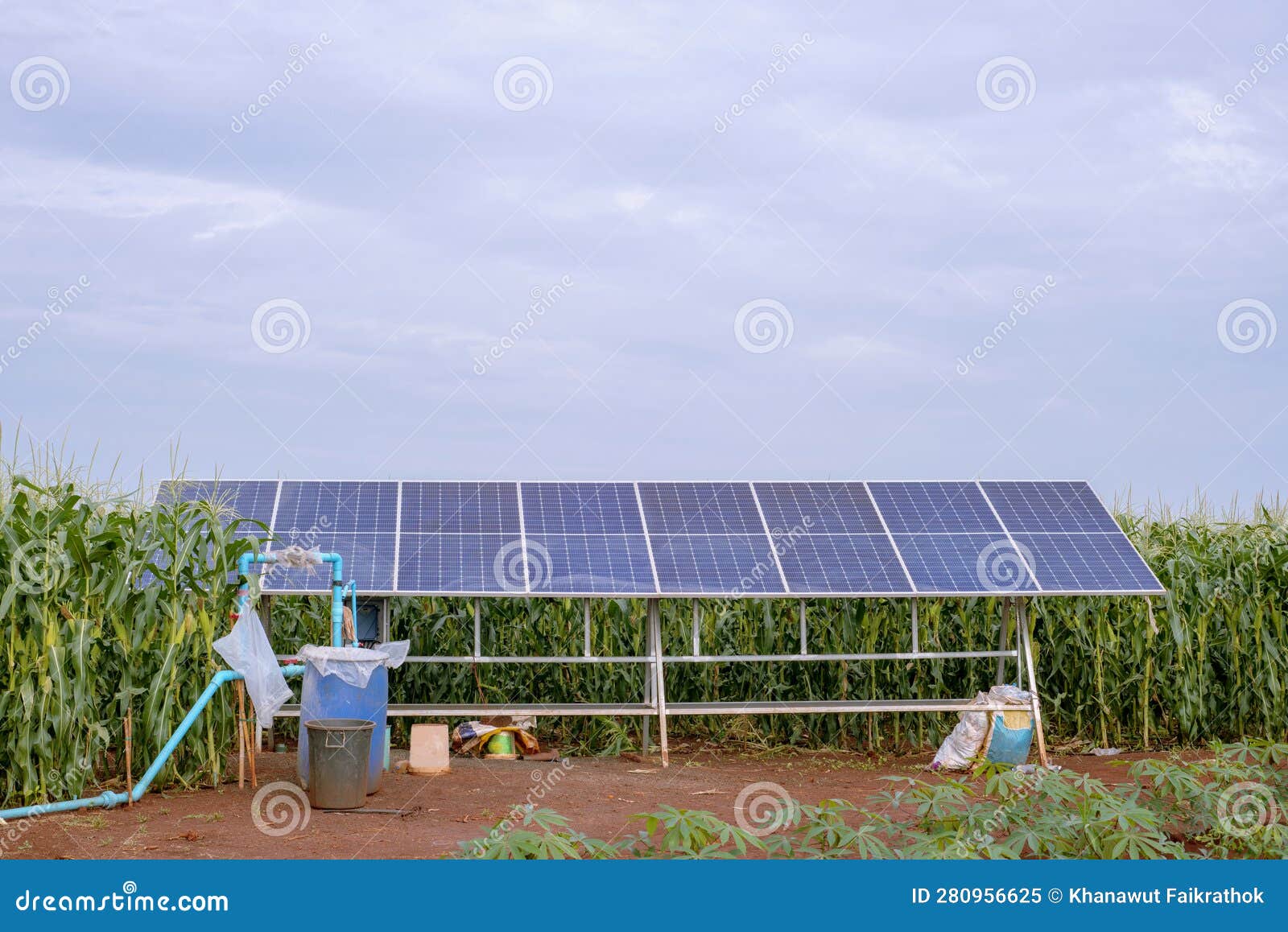 Solar Panels for Irrigation Systems in Farmer S Corn Fields Stock Image ...
