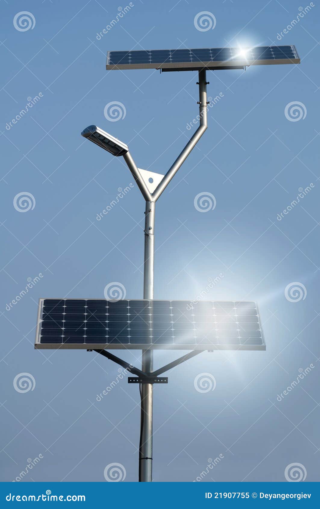 Solar panels and lamp stock image. Image of environment - 21907755