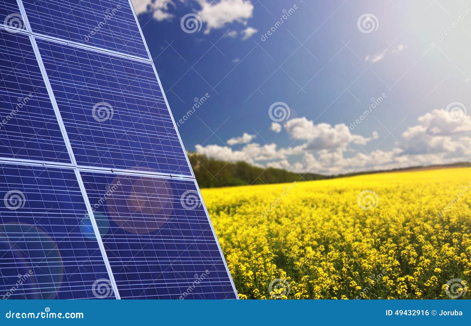 Solar Panels with Landscape Stock Photo - Image of energy, farmland ...