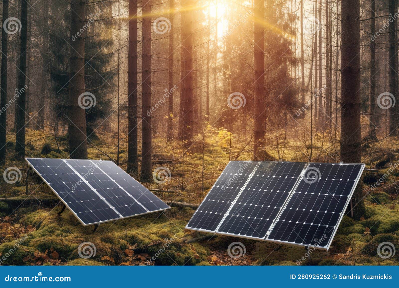 Solar Panels Left in Forest. Generative AI Stock Illustration ...