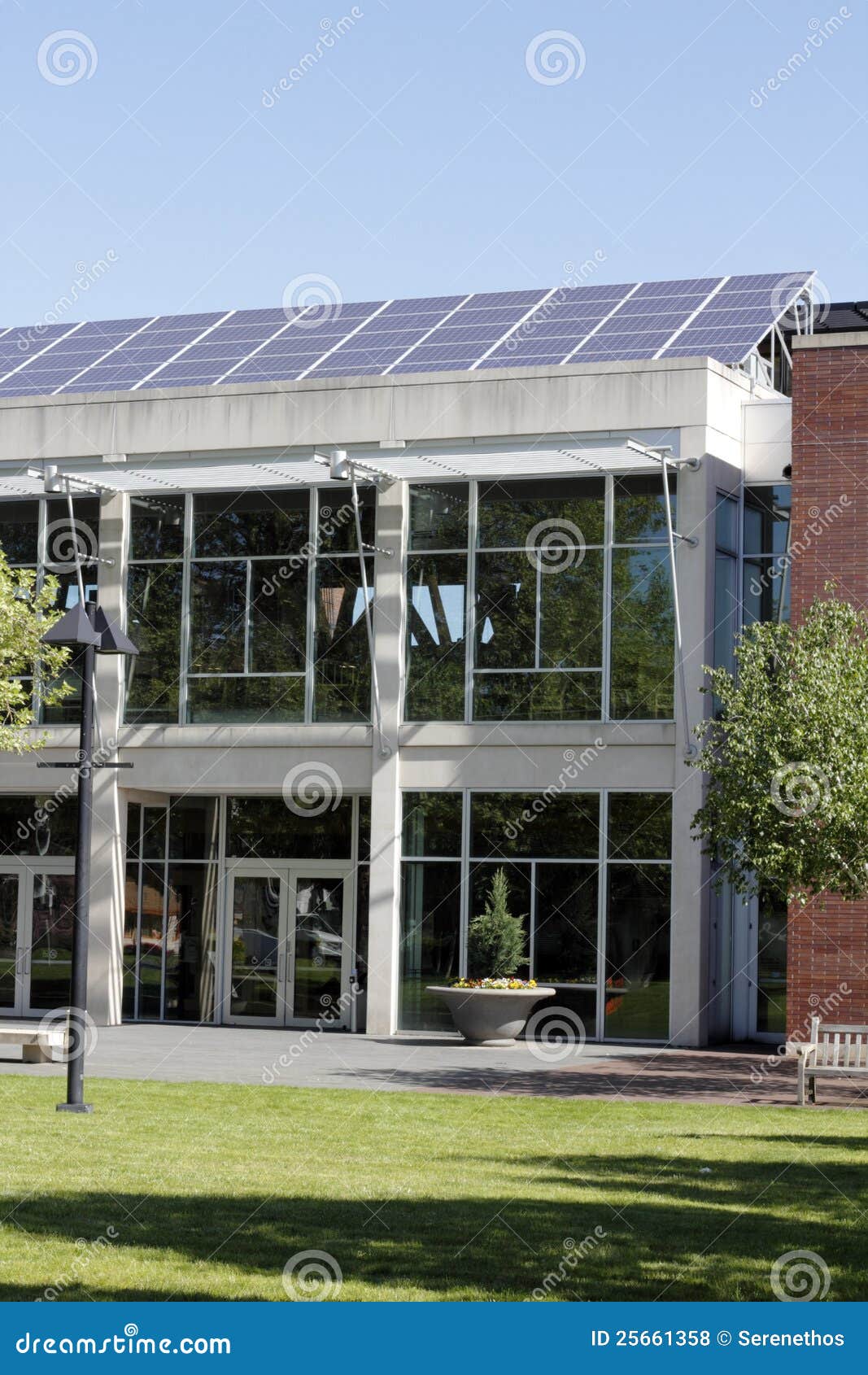 Solar Panels on Library Roof Stock Photo - Image of array, ecological ...
