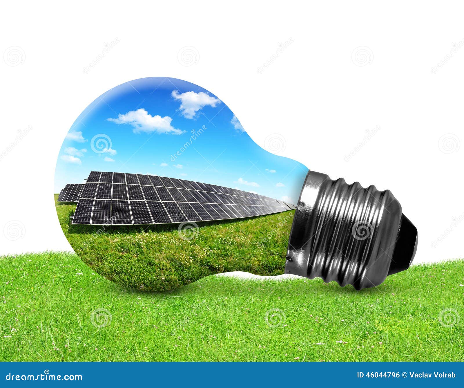 Solar panels in light bulb stock photo. Image of installation - 46044796