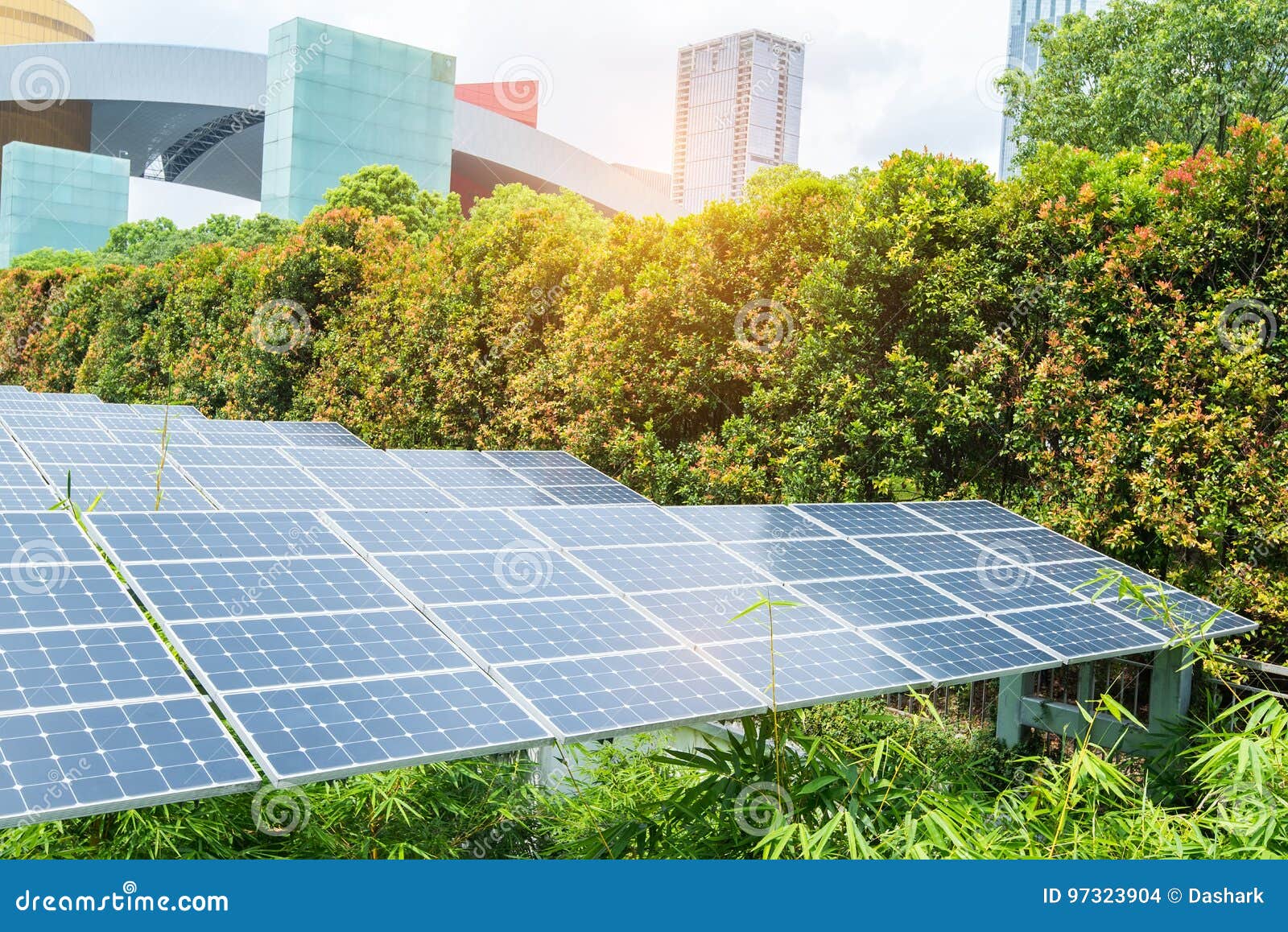 Solar Panels in Modern City Stock Photo - Image of environment ...