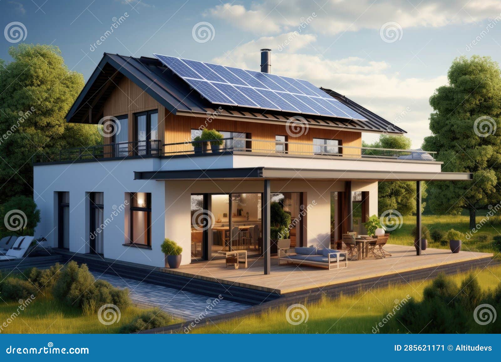 Solar Panels on a Modern Eco-friendly House Stock Image - Image of ...