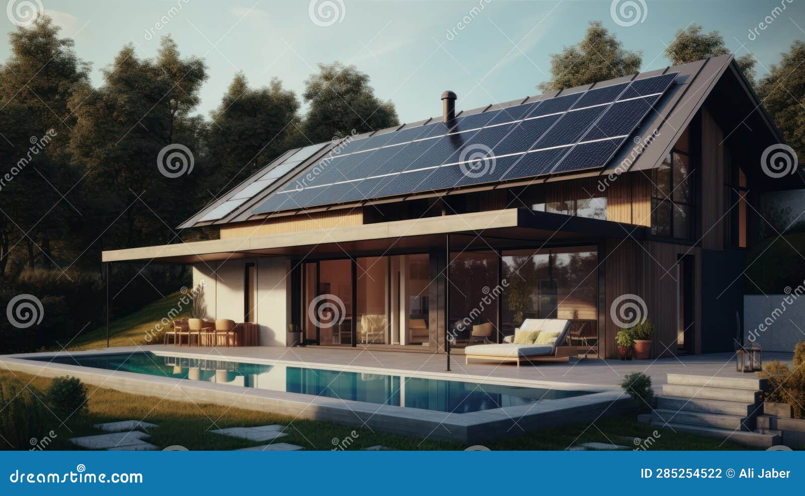 Solar Panels on a Modern House Roof Stock Photo - Image of recovery ...