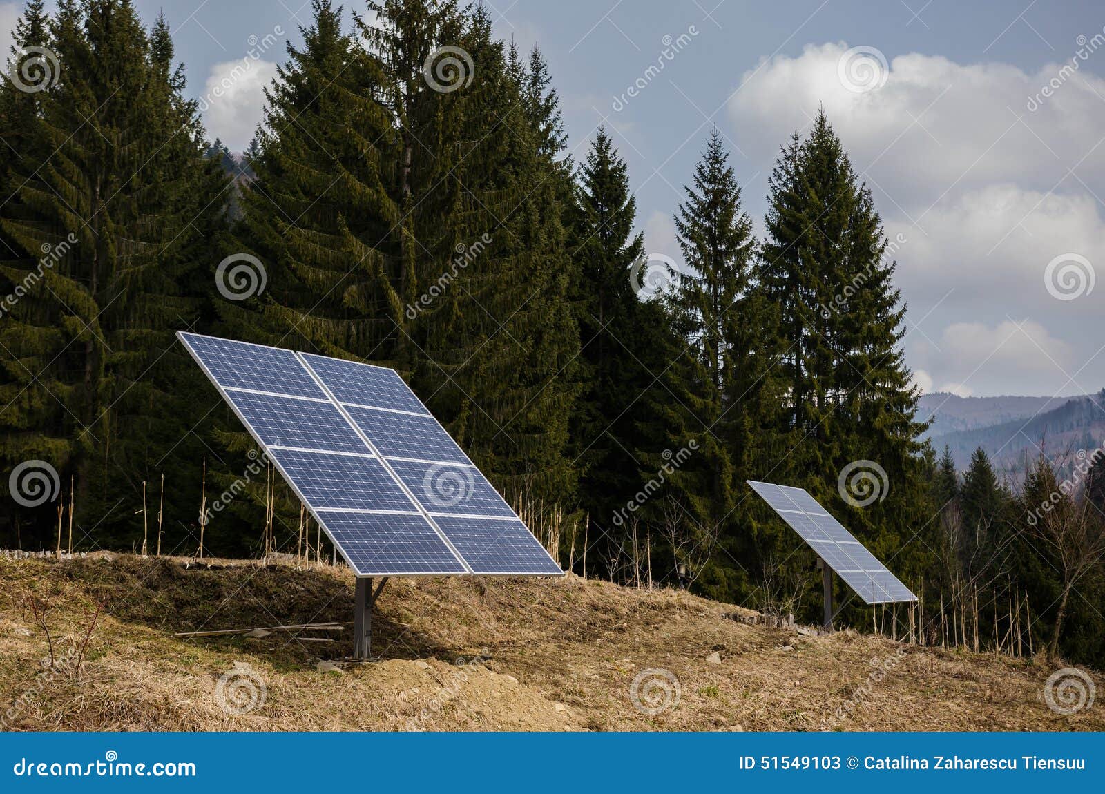 Solar Panels in a Mountain Region Stock Image - Image of construction ...
