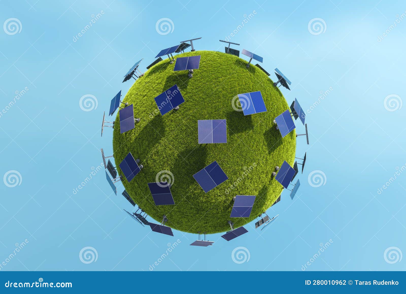Solar Panels Mounted on a Green Sphere Stock Illustration ...