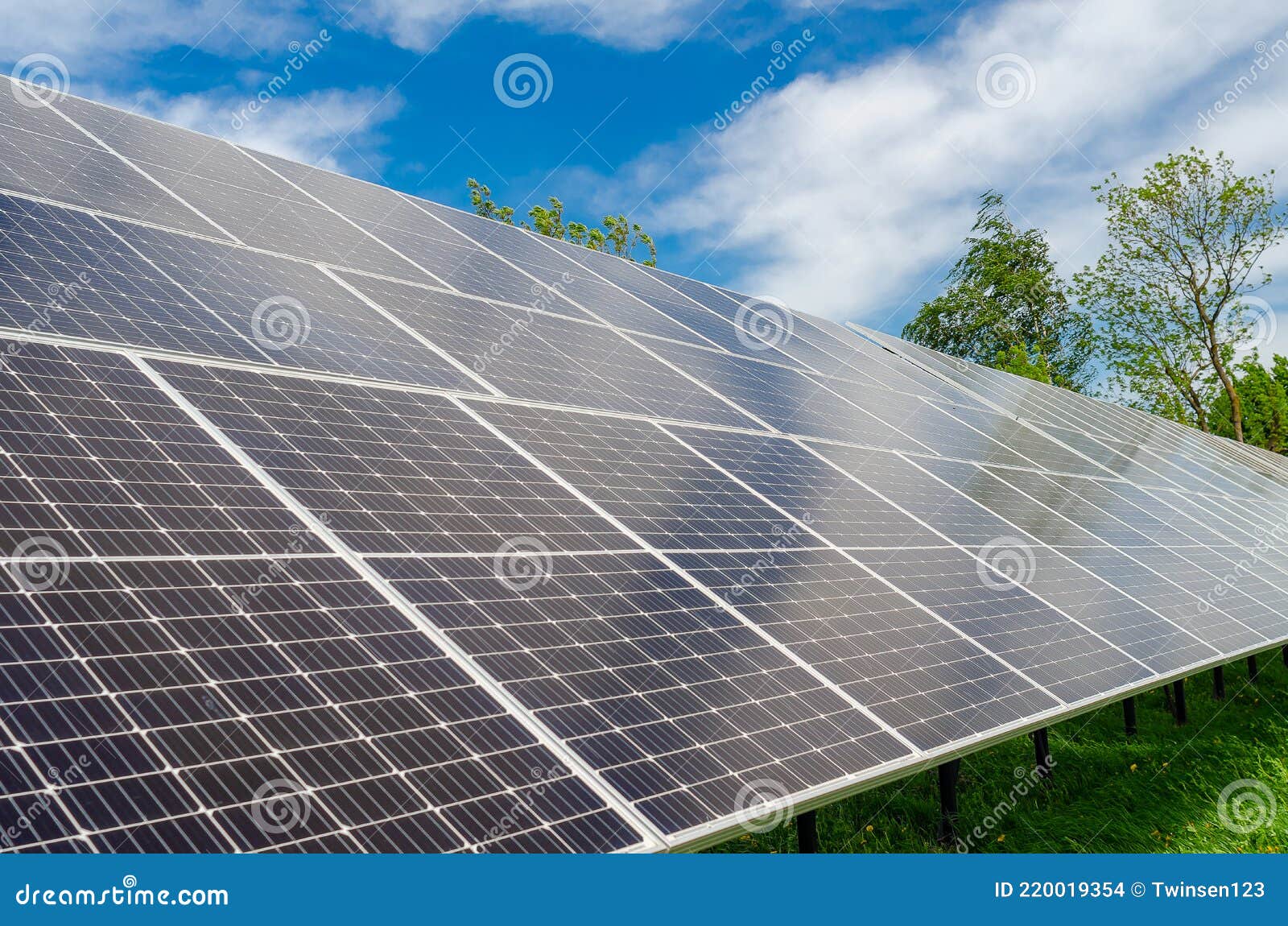 Solar Panels on Nature Sky Background on Farm Stock Photo - Image of ...