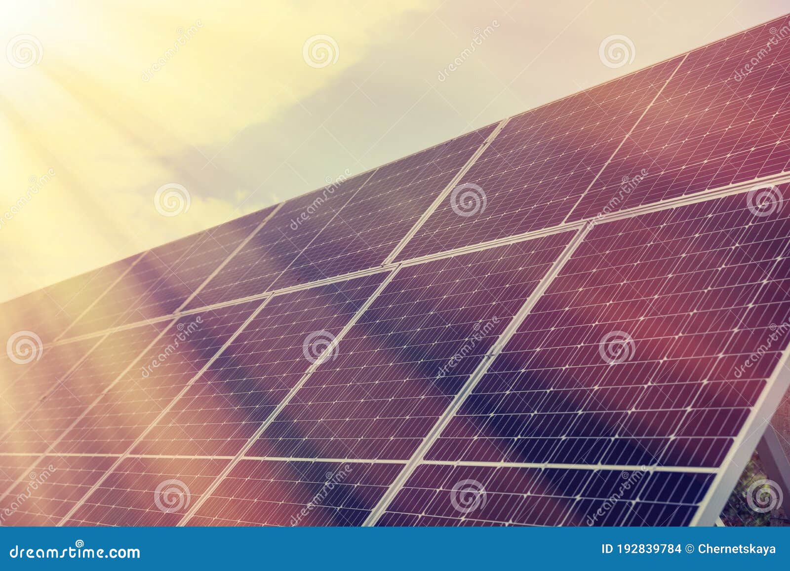 Solar Panels on Sunny Day. Alternative Energy Source Stock Photo ...