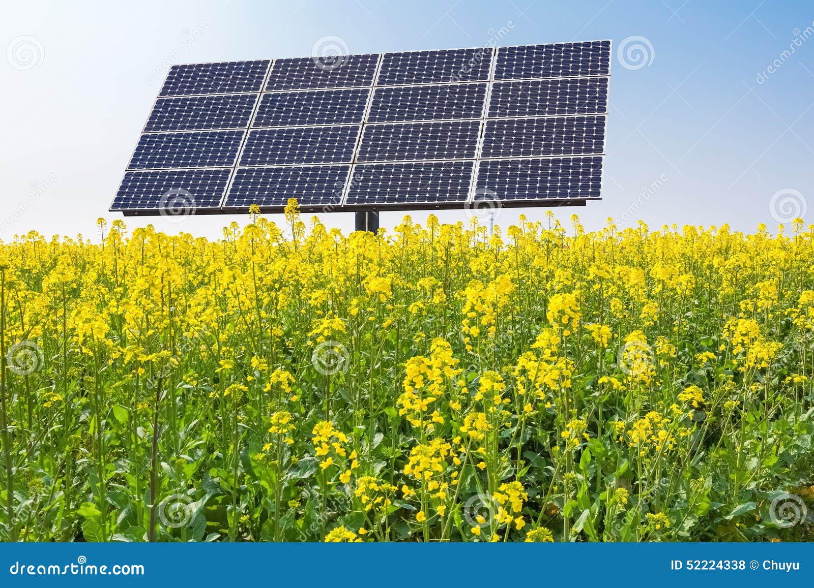 Solar Panels Over Spring Landscape Stock Photo - Image of renewable ...