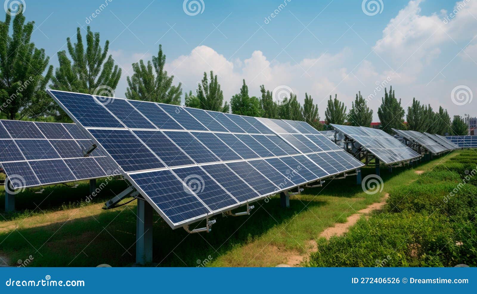 Solar Panels Park. Generative AI Stock Illustration - Illustration of ...