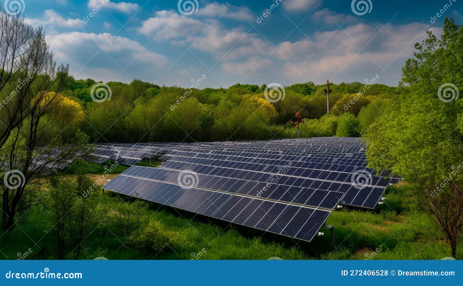 Solar Panels Park. Generative AI Stock Illustration - Illustration of ...