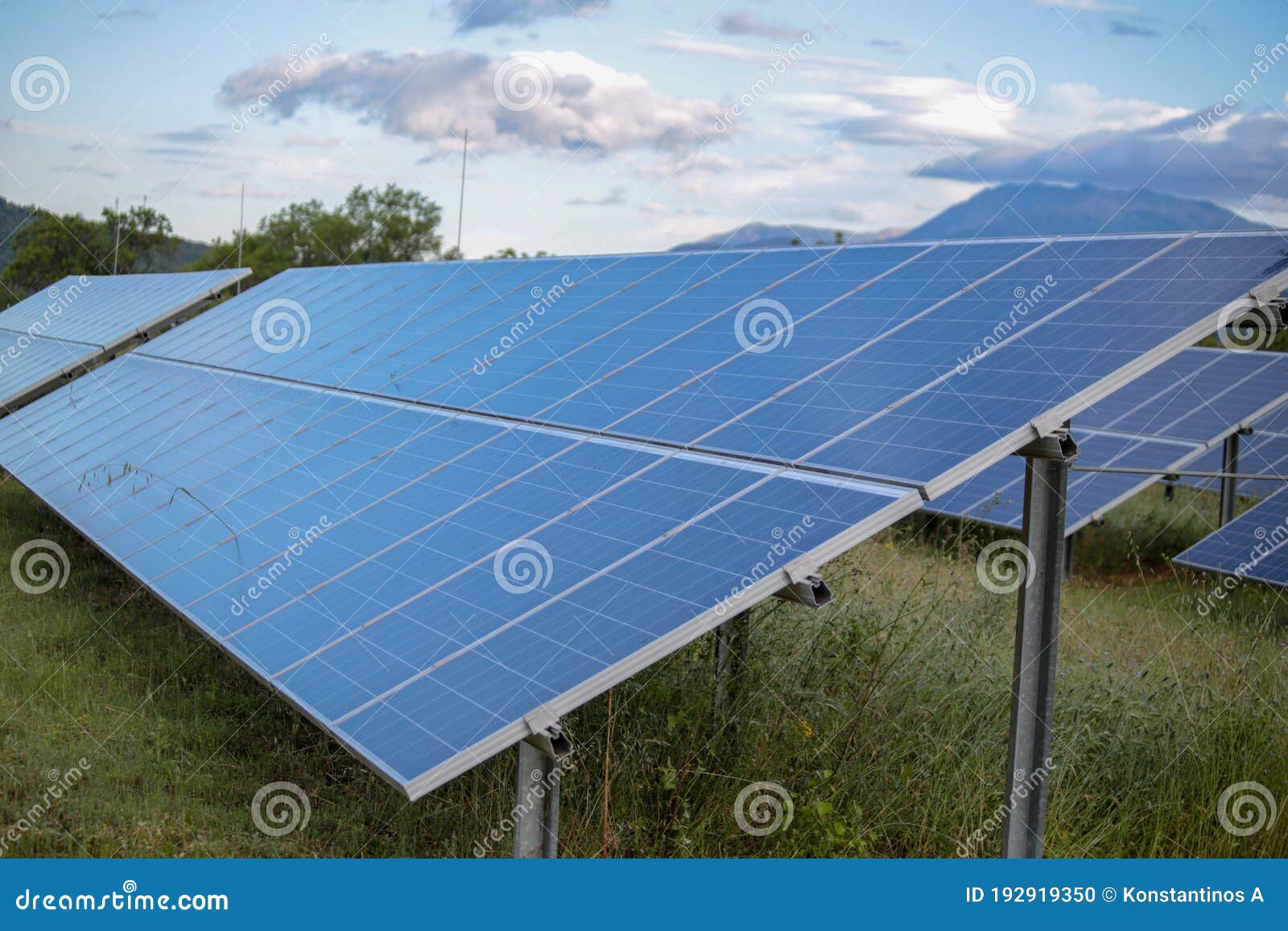 Solar Panels Park in the Morning Stock Photo - Image of environmental ...
