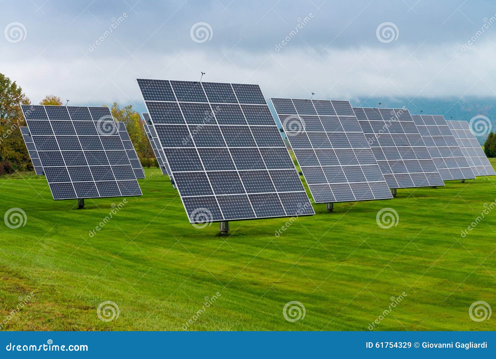 Solar Panels Placed on a Countryside Meadow Stock Image - Image of ...