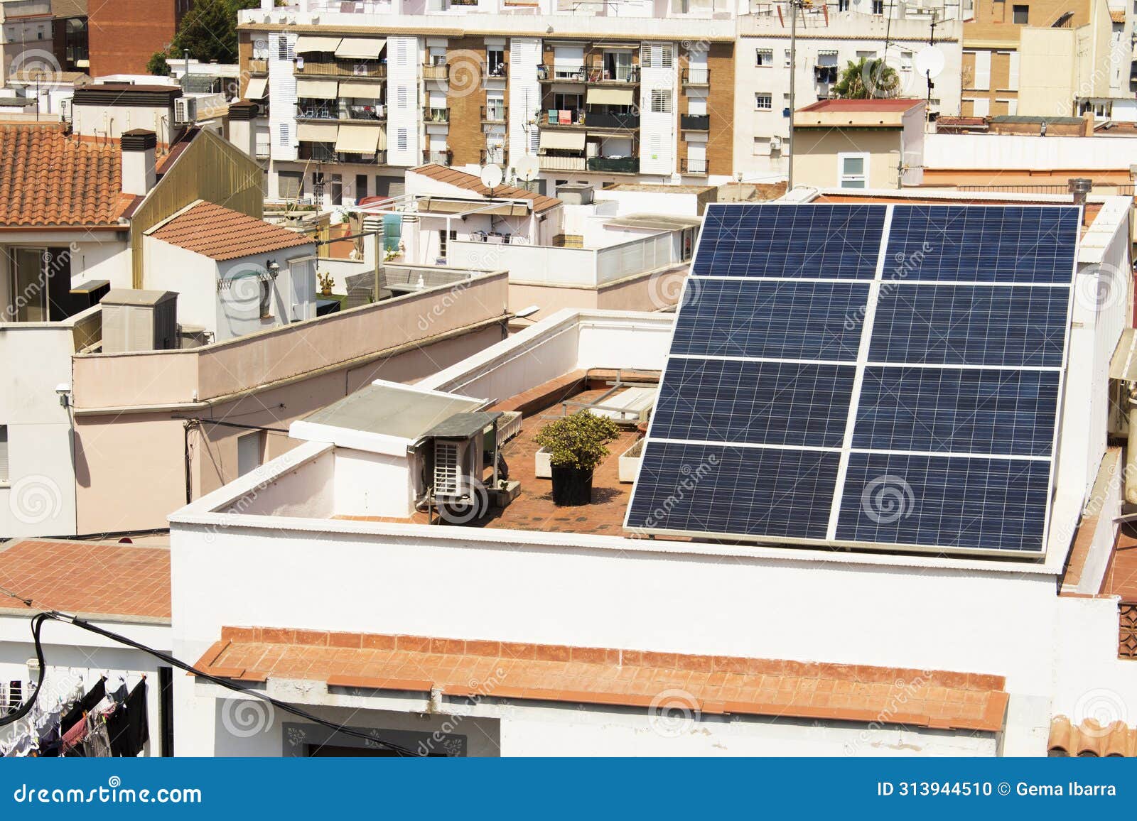 Solar Panels Placed on the Roof of a Building Stock Photo - Image of ...