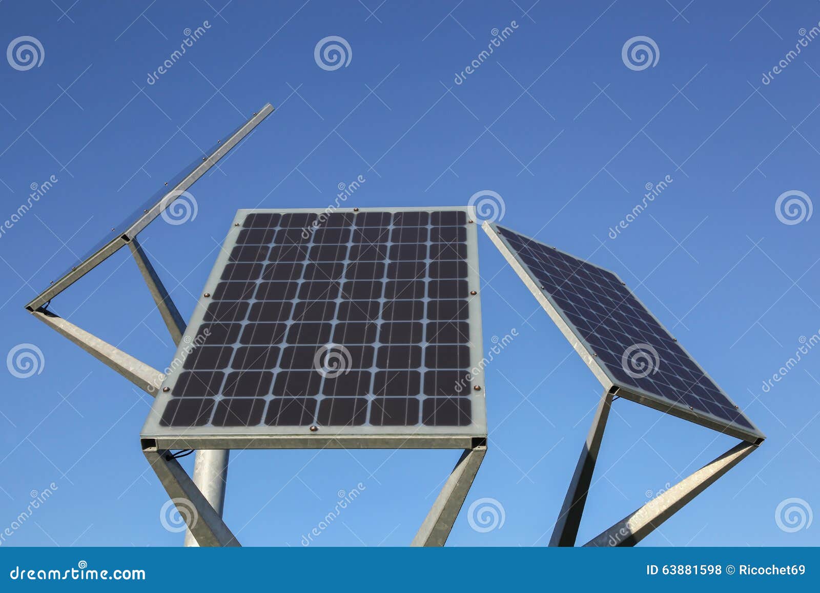 Solar panels on a pole stock photo. Image of powered - 63881598