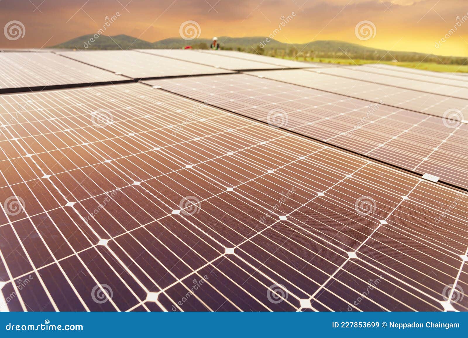 Solar Panels Reflect the Sunlight in the Morning Stock Image - Image of ...
