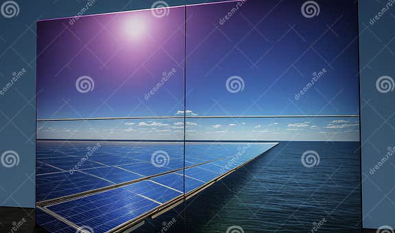 Solar Panels Reflecting a Vibrant Sunset Stock Illustration ...