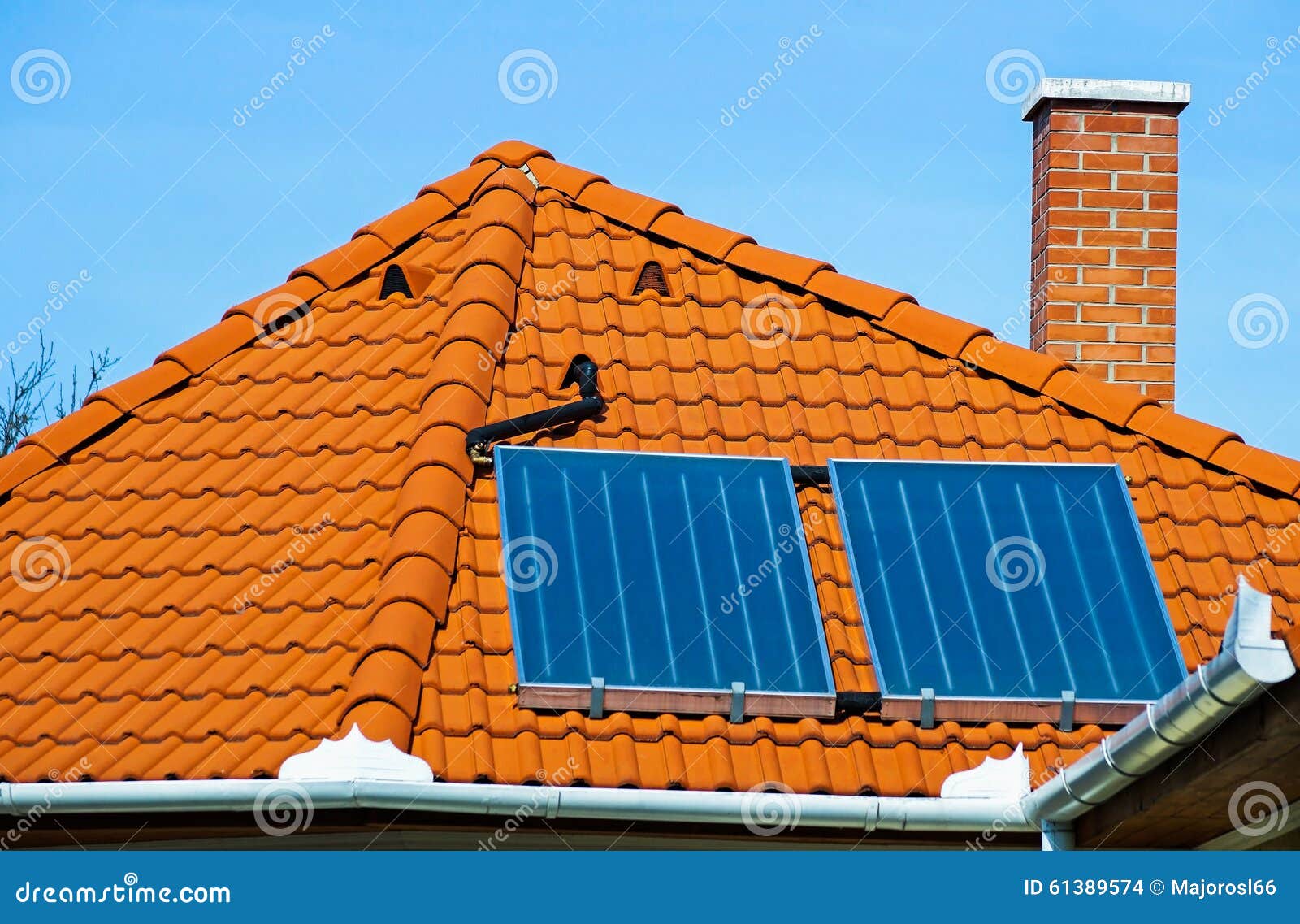 Solar panels stock photo. Image of eaves, energy, conservation - 61389574