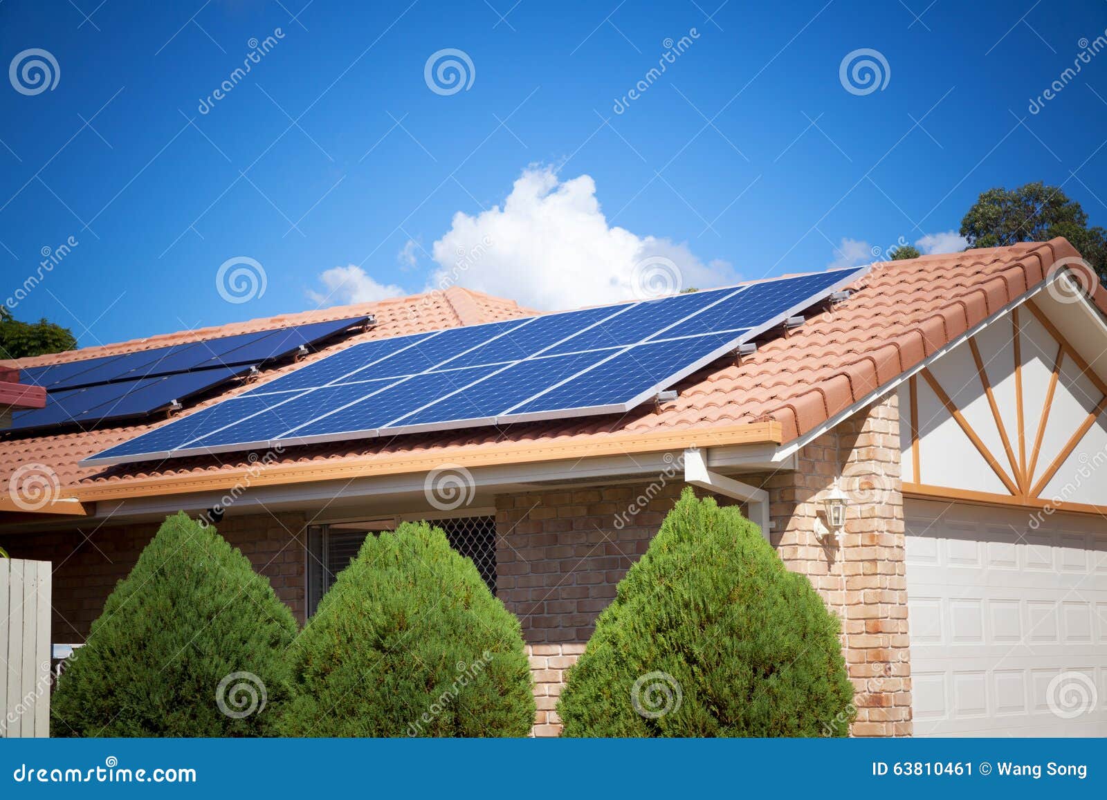 Solar panels on the roof stock image. Image of house - 63810461