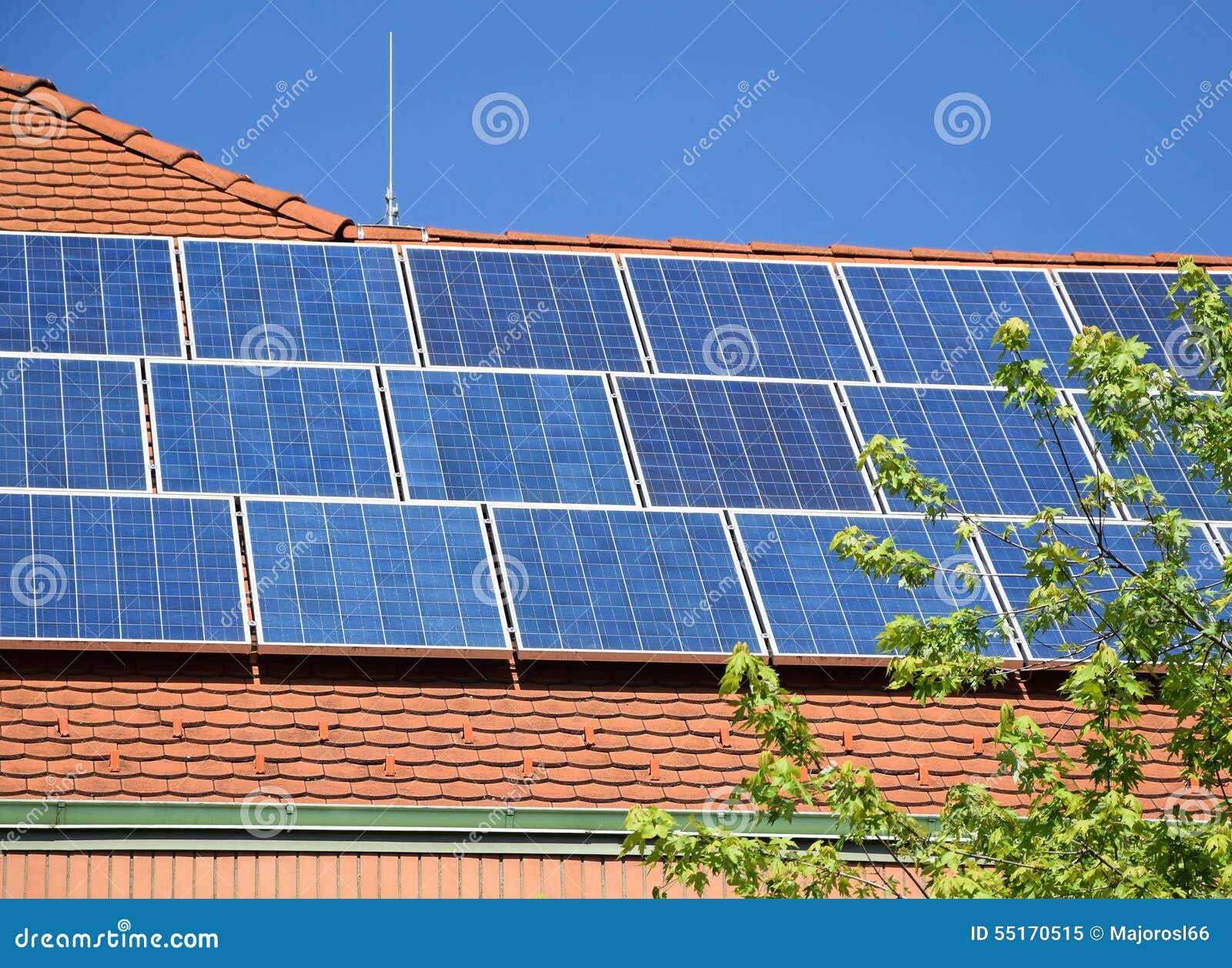 Solar panels on the roof stock image. Image of clear - 55170515