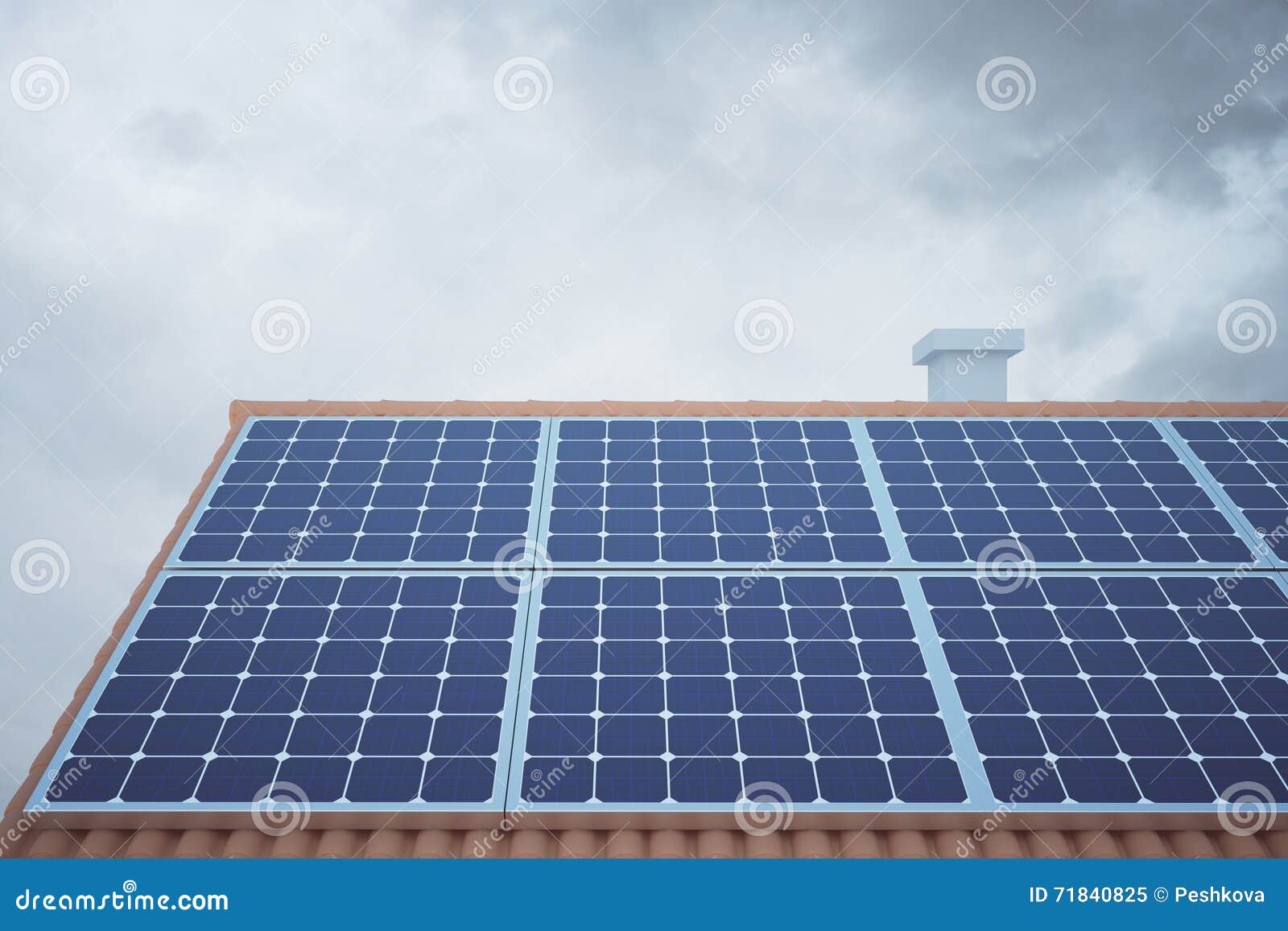 Solar panels on roof front stock illustration. Illustration of ...