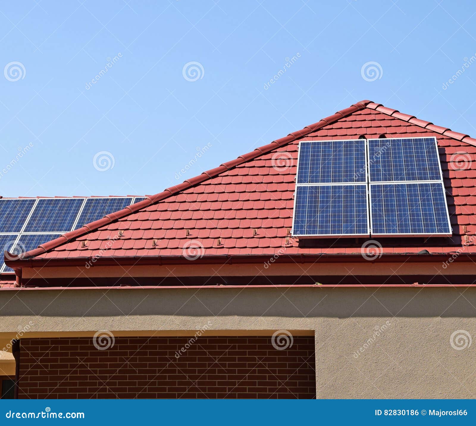 Solar panels on the roof stock photo. Image of diagonal - 82830186