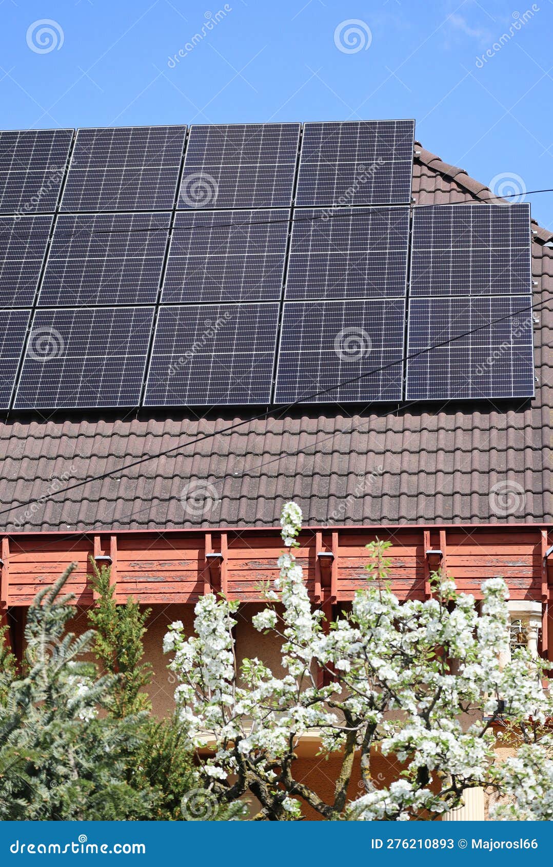 Solar Panels on the Roof of a House Stock Image - Image of solar ...