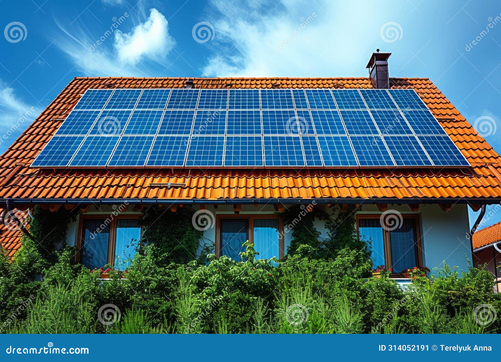Solar Panels on Roof. Photovoltaic System on the Roof Stock Image ...