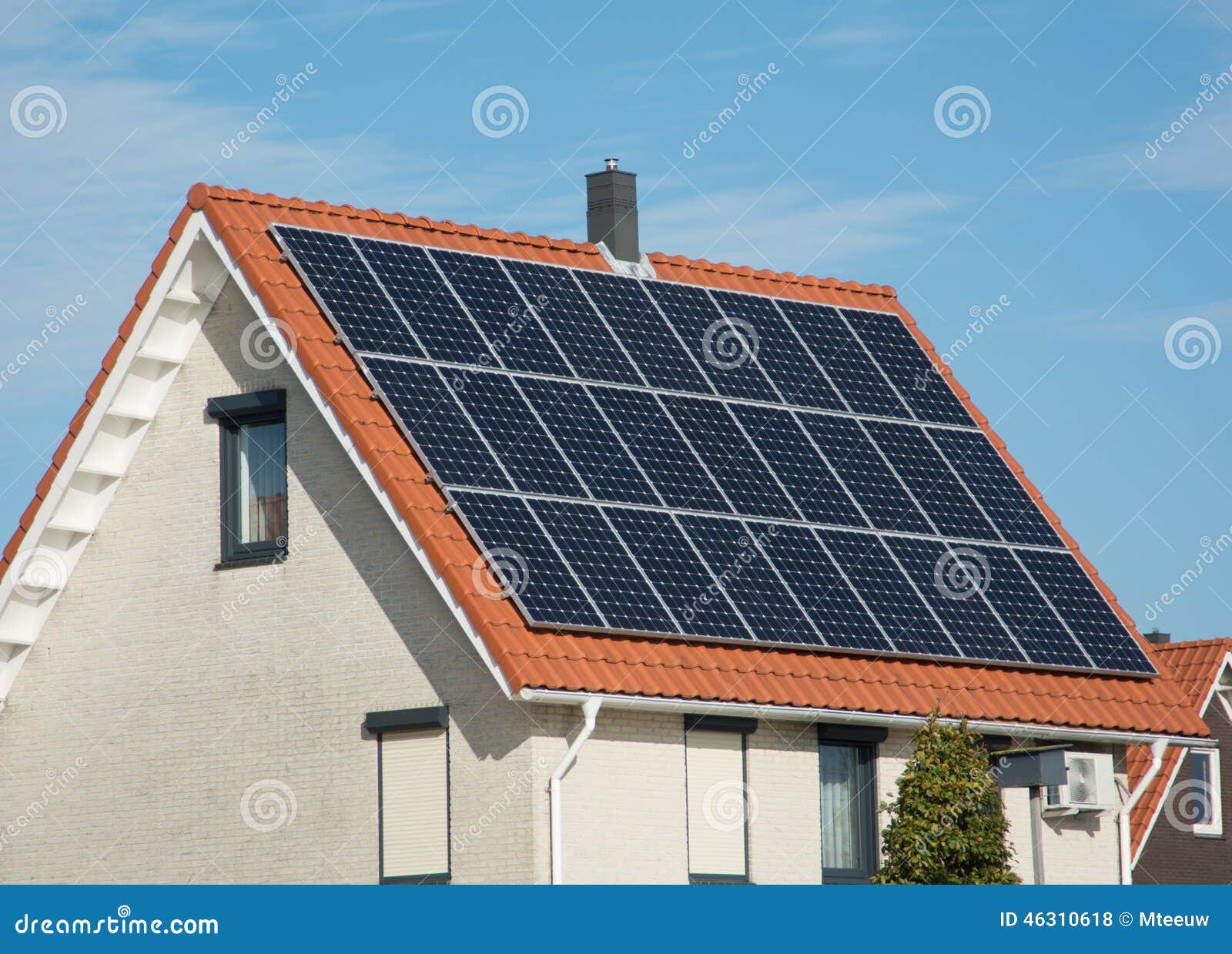 Solar panels on roof stock photo. Image of drawing, industry - 46310618