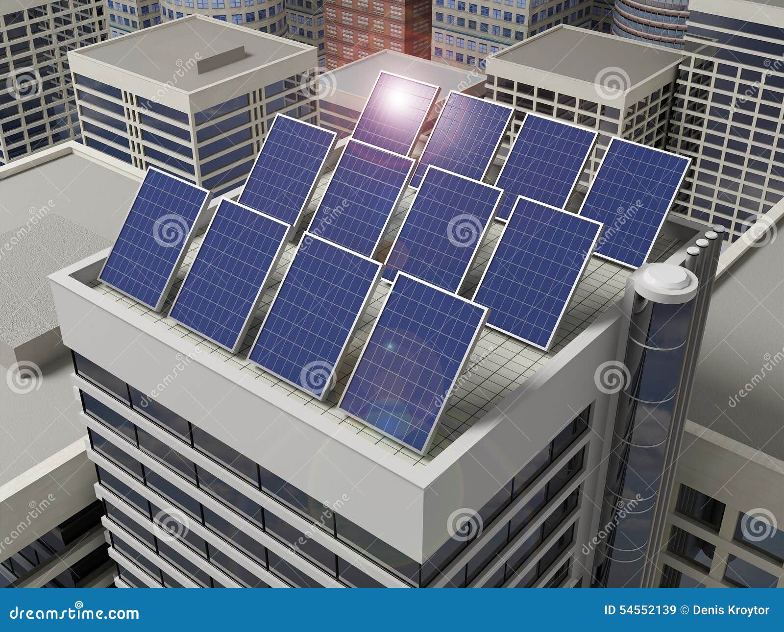 Solar panels stock illustration. Illustration of buildings - 54552139