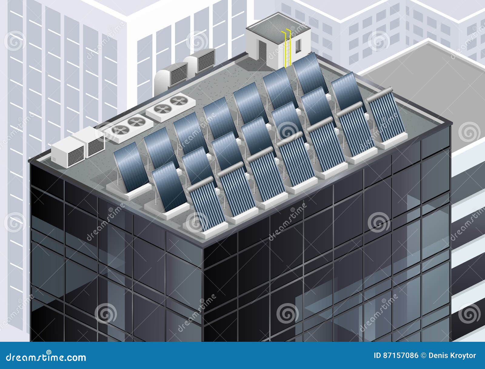 Solar panels on the roof stock illustration. Illustration of ...