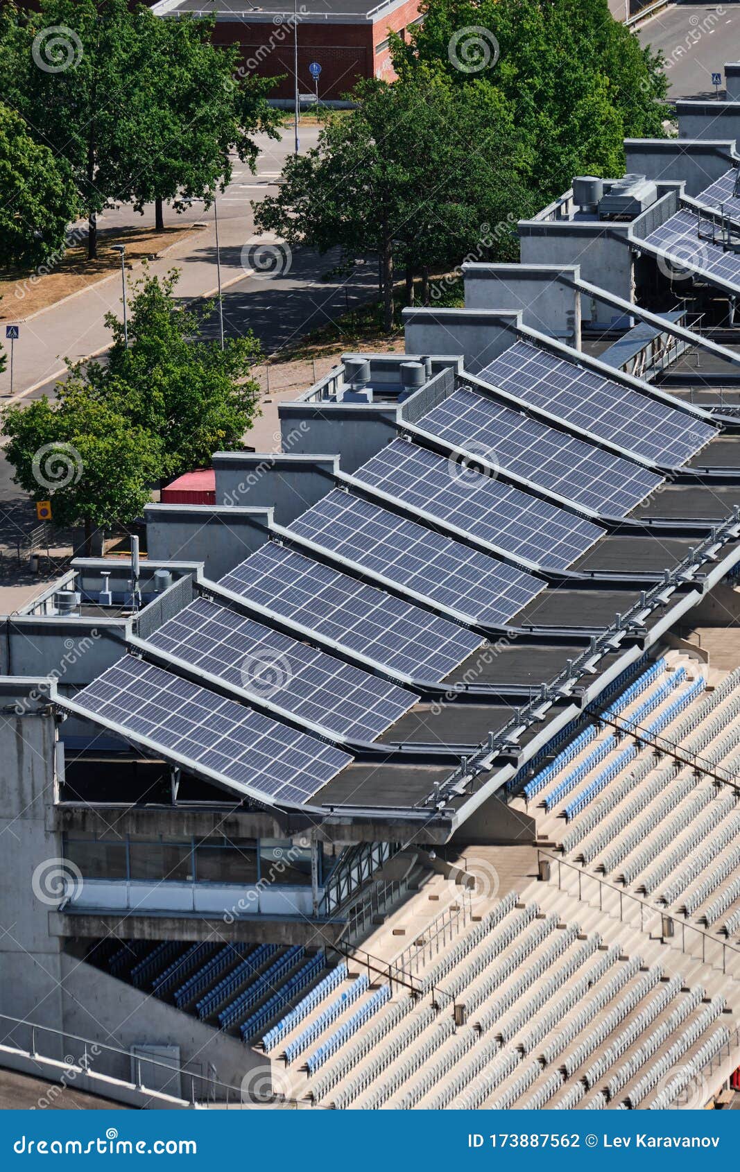 Solar Panels on the Roof of the Stadium. Stock Photo - Image of street ...