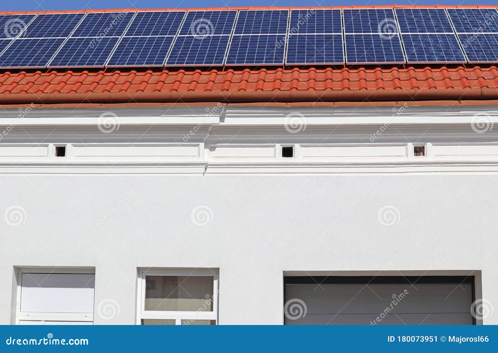 Solar Panels on the Roof of a White Building Stock Image - Image of ...