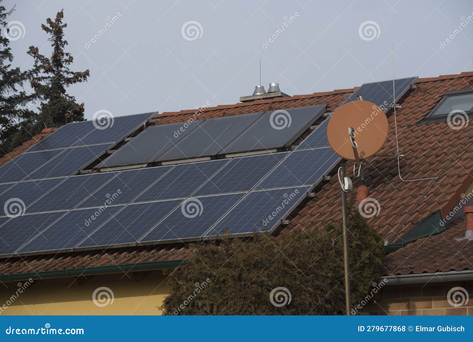 Solar Panels on the Rooftop of a House Stock Photo - Image of emission ...