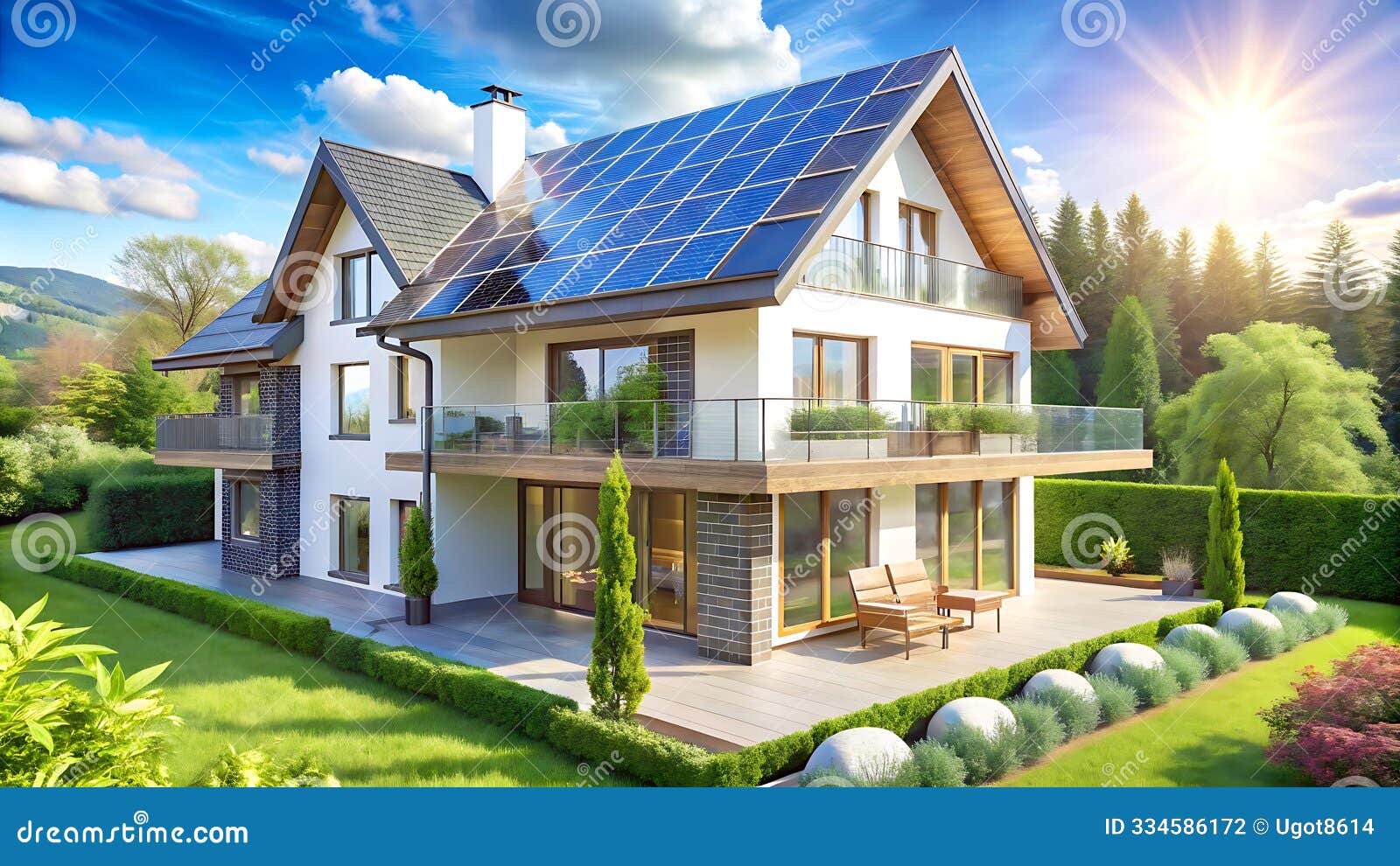 Solar Panels on a Rooftop,the Solar Panels are Large, Rectangular, and ...