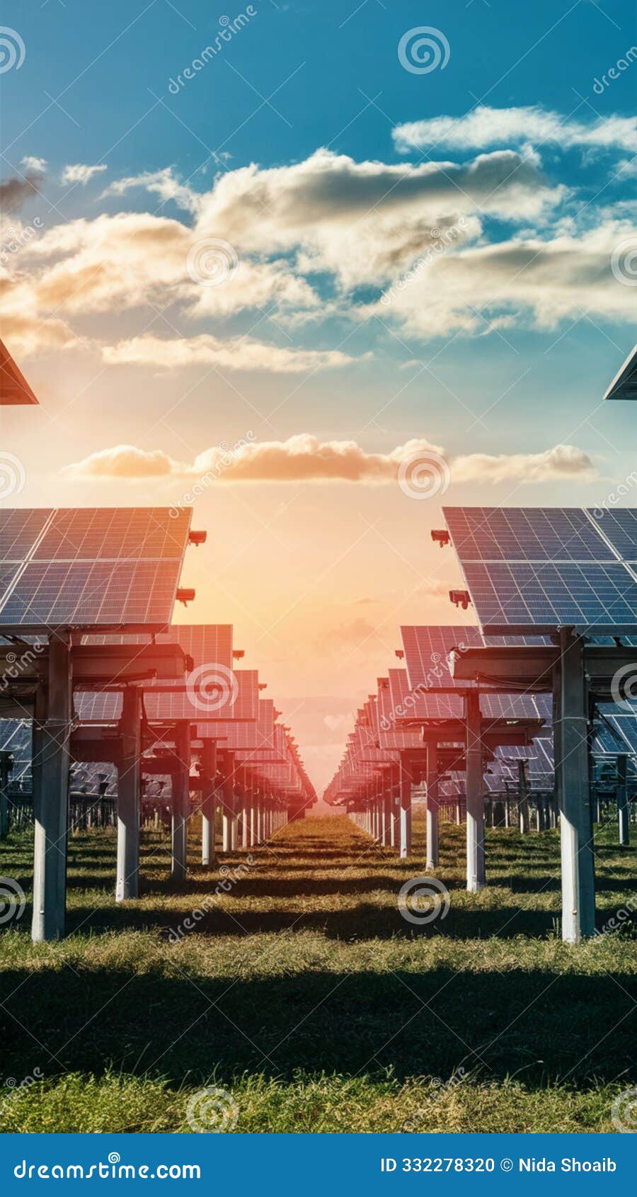 Solar Panels in Rows Capture Sunlight, Emphasizing Energy Efficiency ...