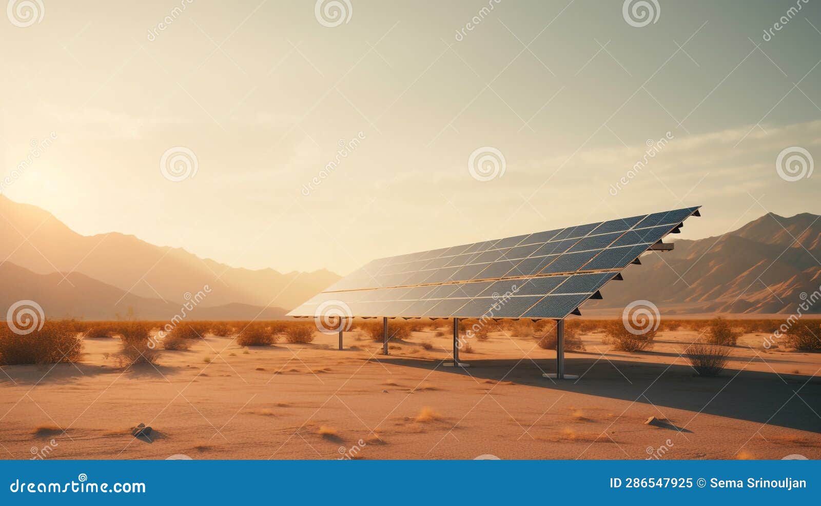 Solar Panels in the Rugged Desert. - Generative Ai Stock Illustration ...