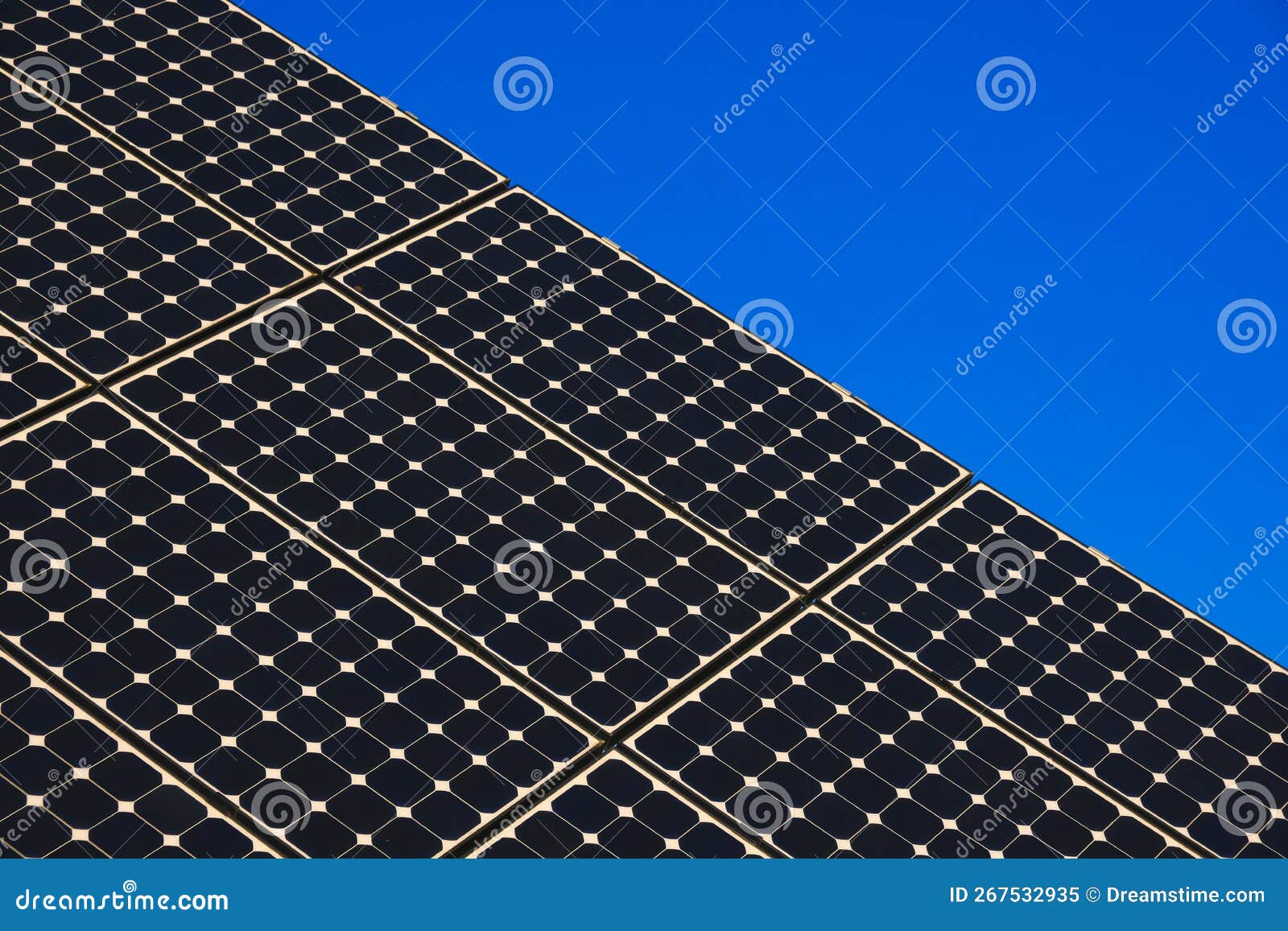 Solar Panels Samples on a Bright Blue Sky Background.Solar Panels ...