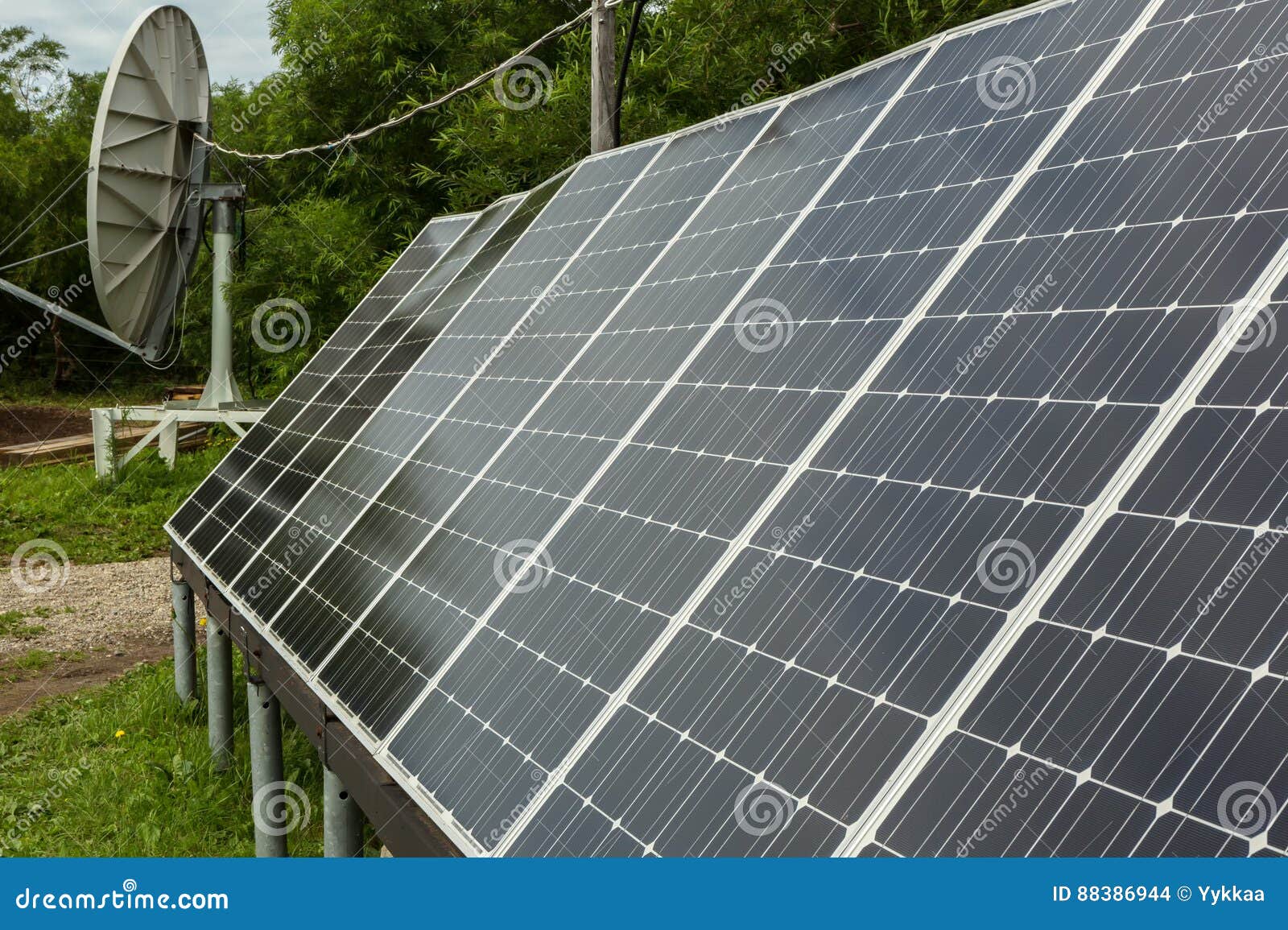 Solar Panels and Satellite Dish for Energy and Communication in Suburbs ...