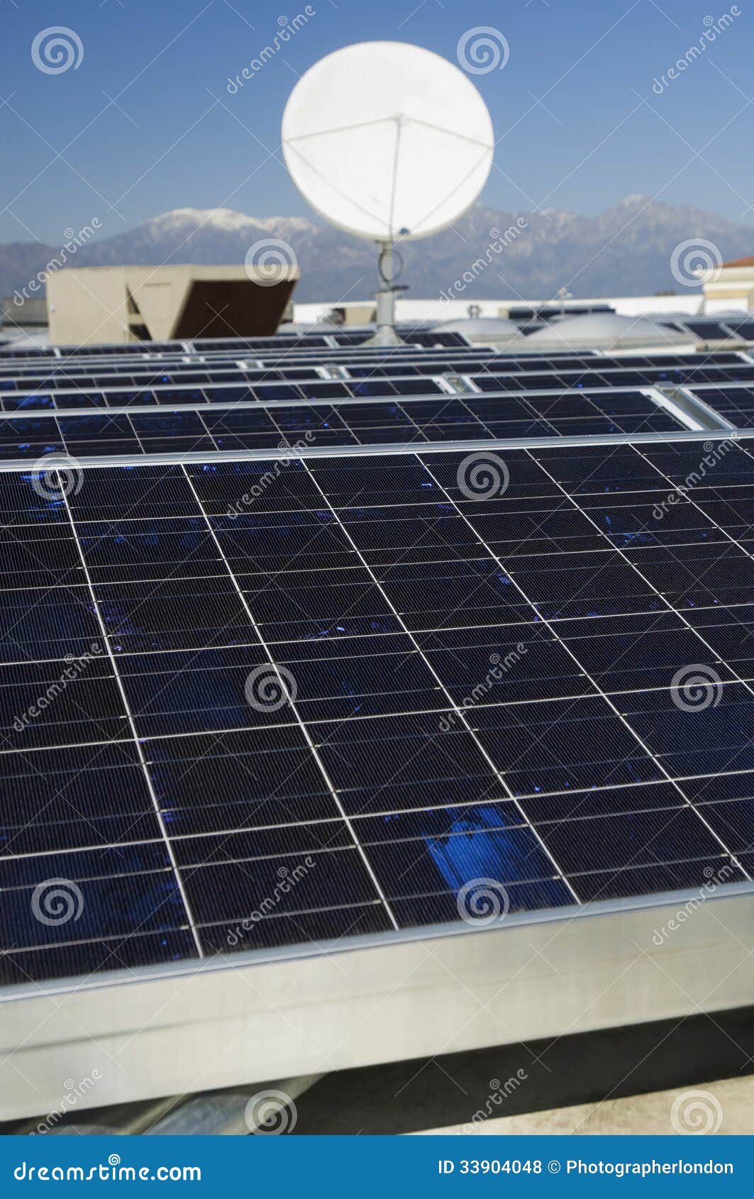 Solar Panels and Satellite Dish Stock Photo - Image of green, issues ...