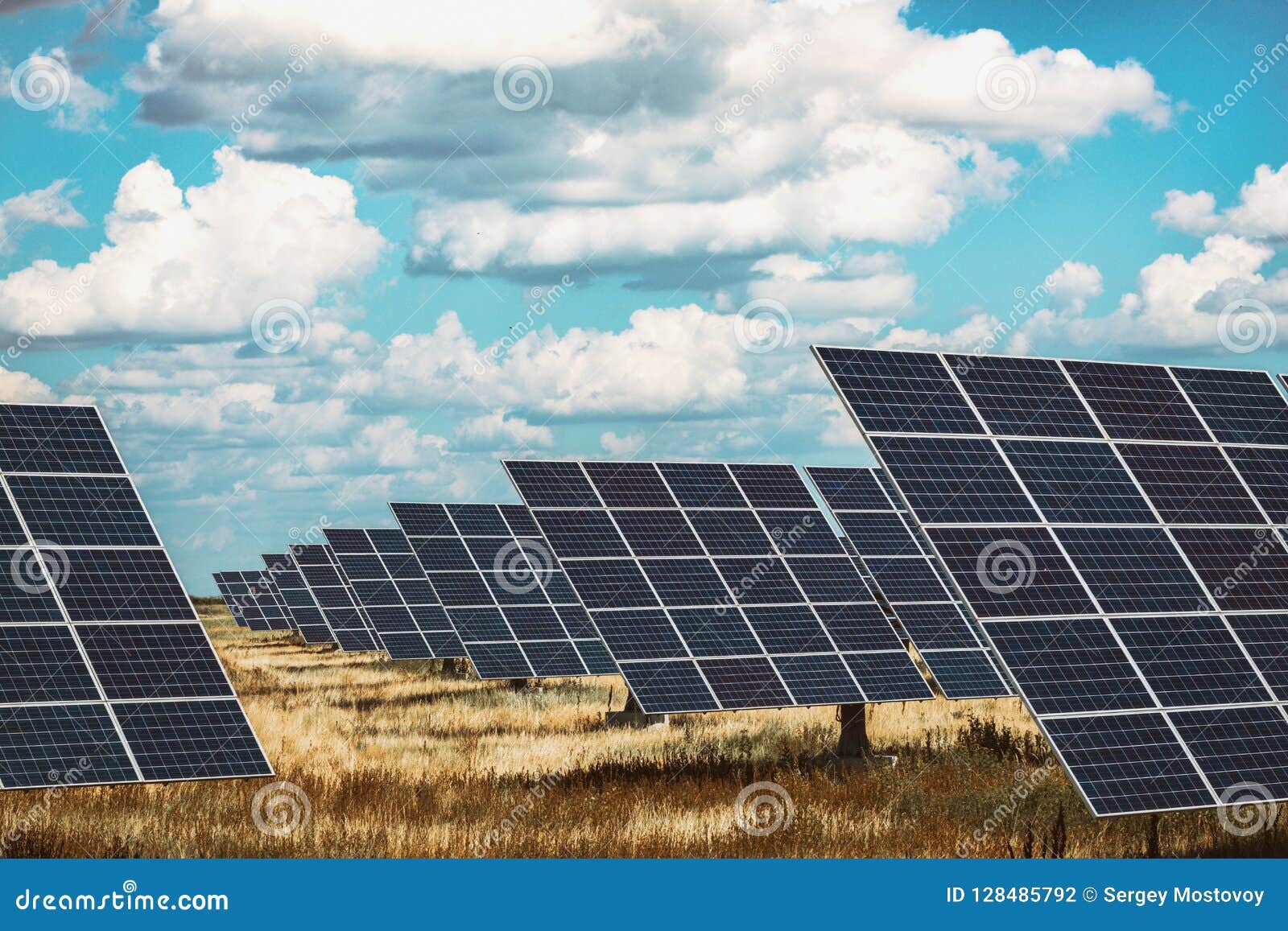 Solar Panels on the Sky Background Stock Photo - Image of technology ...