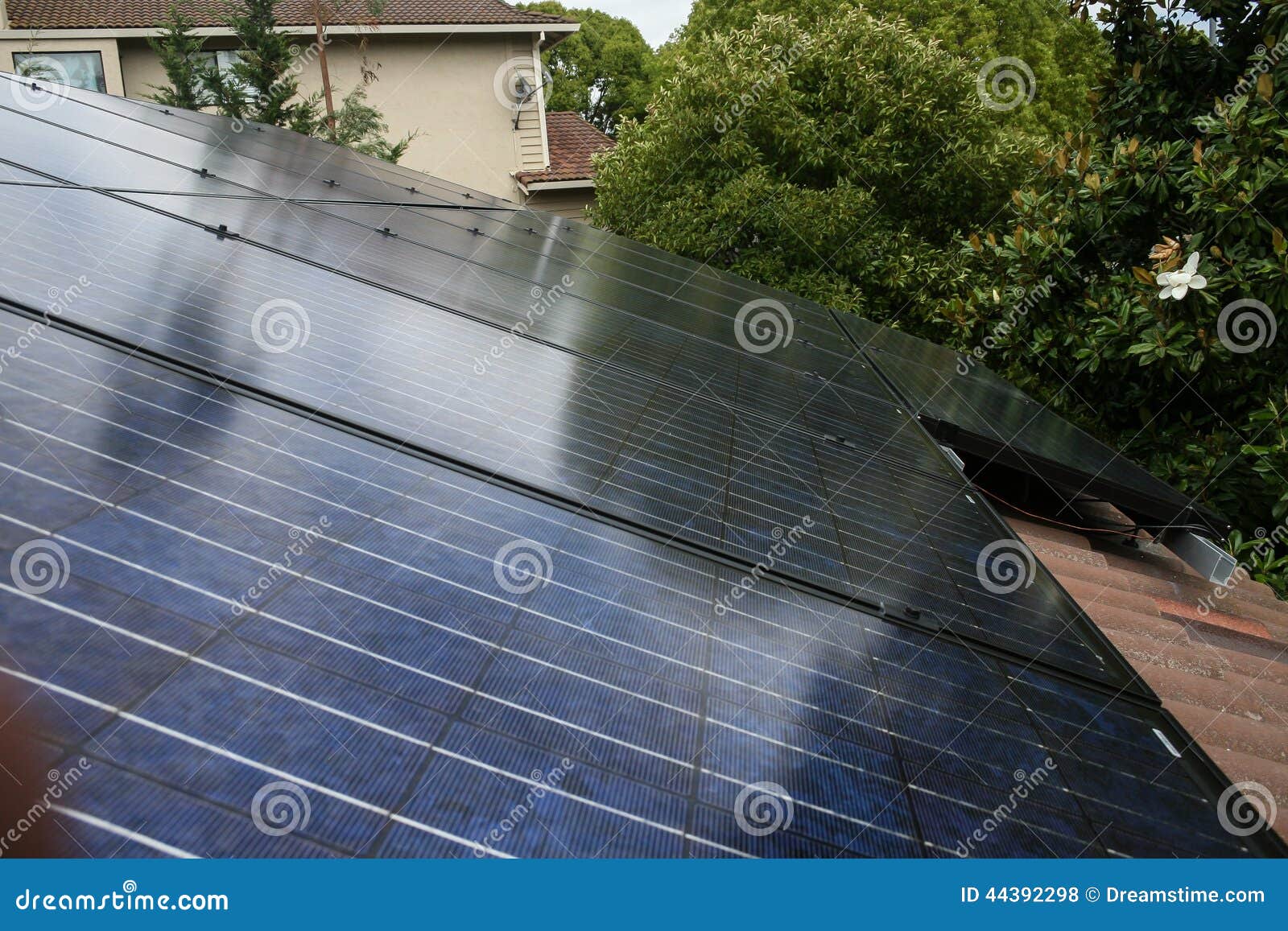 Solar Panels with the Sky Reflectiing Stock Photo - Image of reflect ...